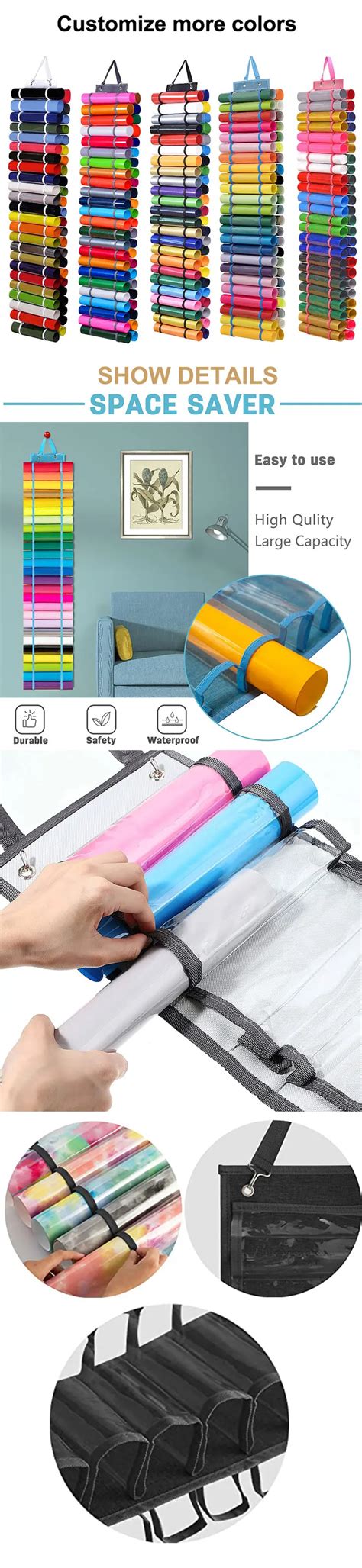 Wall Mount Vinyl Roll Storage Rack Craft Collapsible Vinyl Organizer Wrap Organizer With 24