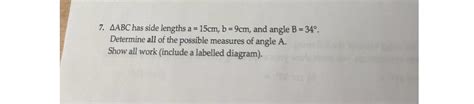 Solved ABC Has Side Lengths A Cm B Cm And Angle Chegg