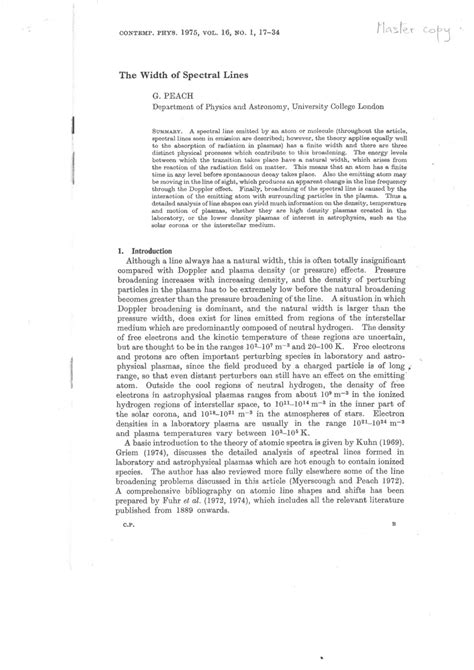 Pdf The Width Of Spectral Lines