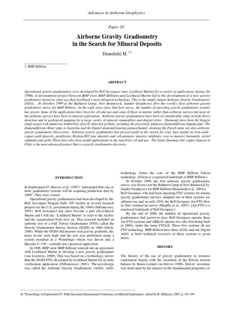 11 Airborne Gravity Gradiometry In The Search For Mineral Deposits 20 Pdf Accelerometer