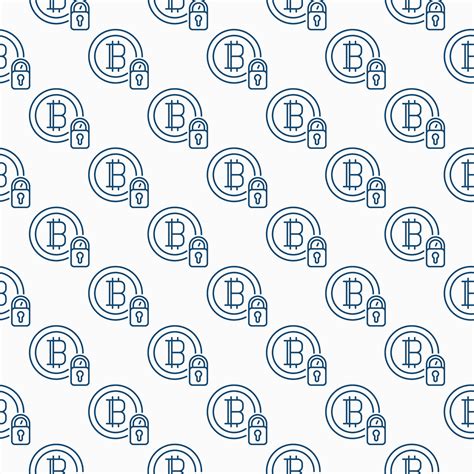 Padlock With Bitcoin Cryptocurrency Security Seamless Pattern In Outline Style 45732704 Vector