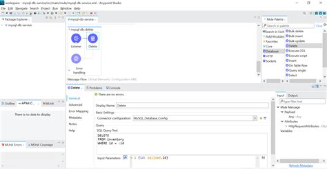 delete in mysql db table mulesoft db connector