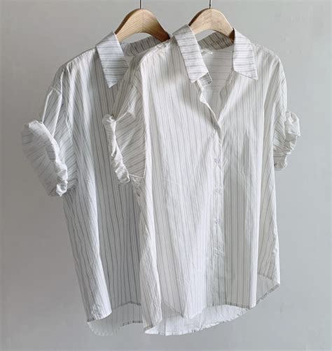 드몽드 무배 썸머 스트라이프 반팔 롤업 셔츠 2color