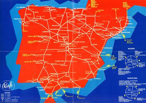Map Of The Spanish National Railway Network 1971 By Renfe Operadora