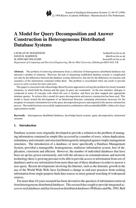 Pdf A Model For Query Decomposition And Answer Construction In