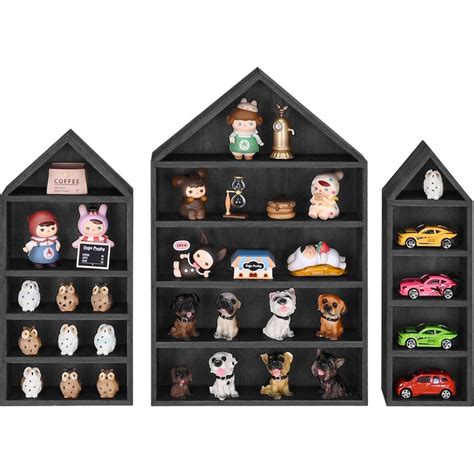 Gracie Oaks 3 Pcs Set House Shaped Shelf Wooden Shadow Cubby Box Display Shelf Wayfair