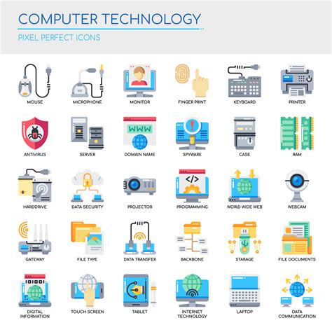 Conjunto De Iconos De Tecnología Informática De Color Plano 667786