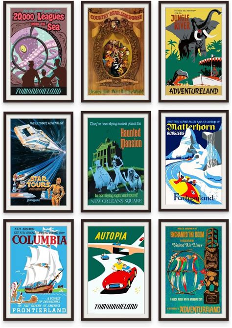 Vintage Disney Posters Disneyland Ride Posters Disney Home Decor Adult Vintage Retro Wall