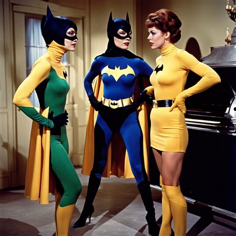 Yvonne Craig With 2 Women Wearing Batgirl Costumes By 2024darwin On