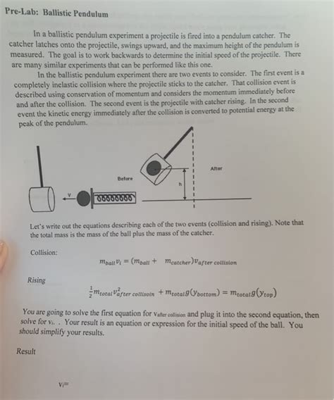 Solved Pre Lab Ballistic Pendulum In A Ballistic Pendulum