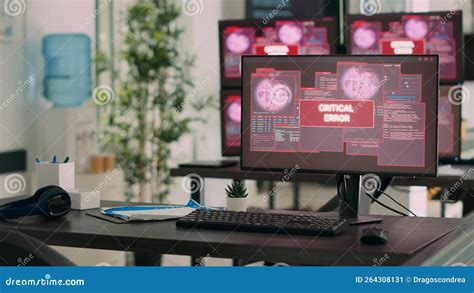 Computers Displaying Critical Error Message Flashing On Screen Stock