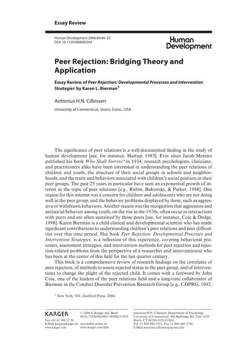 Pdf Peer Rejection Bridging Theory And Application