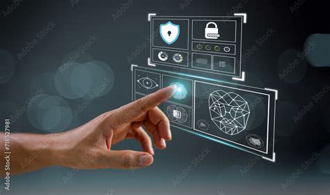 Hand Touch Scan Digital Biometric Sensor Cybersecurity Scanner Technology Concept Ai Data