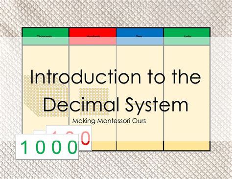 Montessori Introduction To The Decimal System And Base Ten Presentations Pdf Place Value Etsy