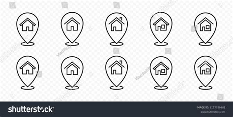 Home Location Icon Set House Pointer Stock Vector Royalty Free