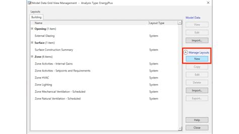Custom Layouts In Model Data Grid View Tool Designbuilder Software