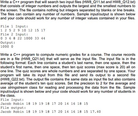 Solved Write A C Program That Will Search Two Input Files