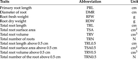 Summary Of The 12 Evaluated Root Related Traits And Their Descriptions Download Scientific