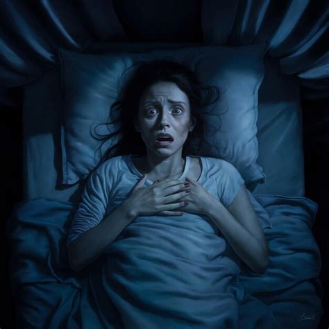 Scared Woman In Bed Premium Ai Generated Image