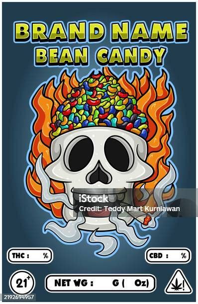 Cartoon Bean Candy On Skull Head Smoking And Burning Fire Backgrounds