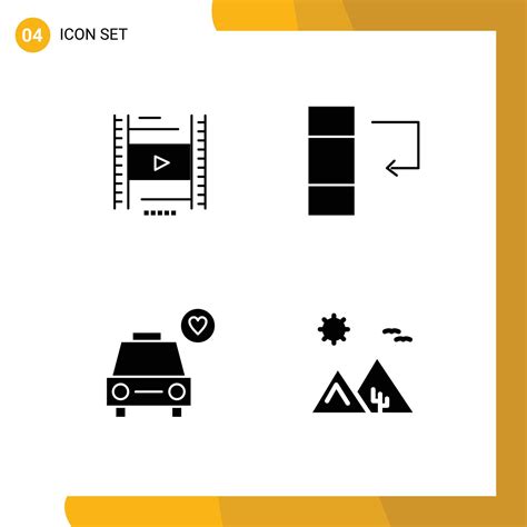 4 Universal Solid Glyphs Set For Web And Mobile Applications Vedio Heart Education Swap Arabian