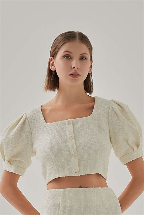 Kadence Button Down Tweed Top Playdress