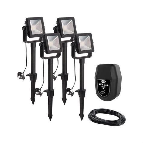 Paradise Low Voltage Black Outdoor Integrated Led Landscape Flood Light 4 Pack The Home