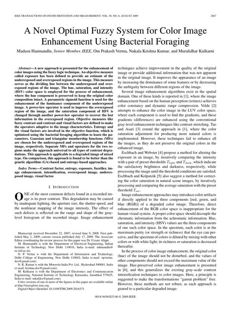 Pdf A Novel Optimal Fuzzy System For Color Image Enhancement Using
