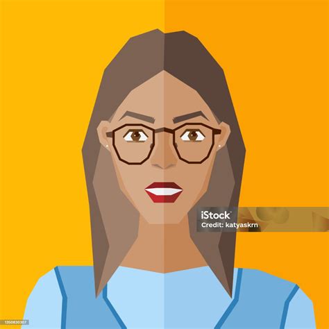 Female Portrait In Geometry Style On Orange Background Stock