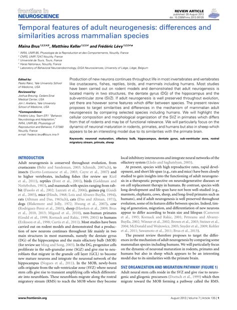 Pdf Temporal Features Of Adult Neurogenesis Differences And