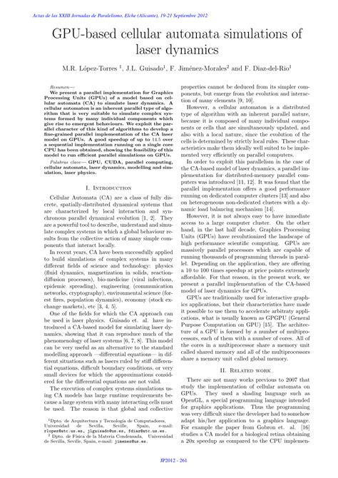 Pdf Gpu Based Cellular Automata Simulations Of Laser Dynamics
