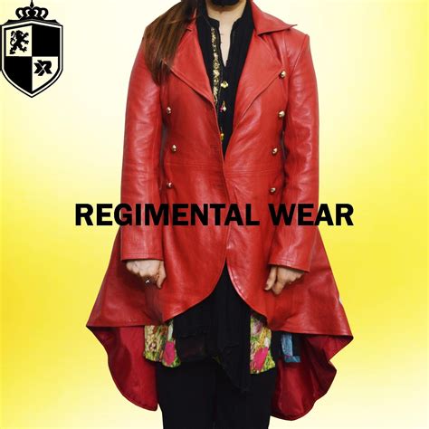 Red Leather Gothic Frock Coat Ladies Military Steampunk Corset Etsy