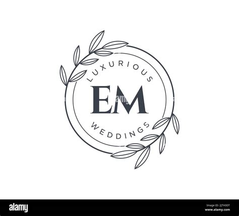Em Initials Letter Wedding Monogram Logos Template Hand Drawn Modern Minimalistic And Floral