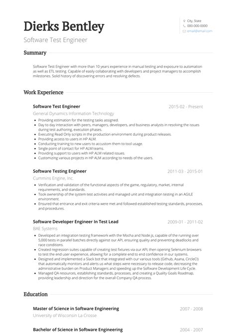 Software Test Engineer Resume Samples And Templates VisualCV