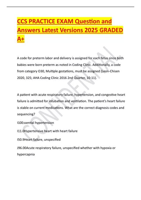 Ccs Practice Exam Question And Answers Latest Versions 2025 Graded A Certified Coding