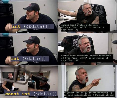 Trying To Initialise An Rvalue Reference With A Braced Init List Rprogrammerhumor