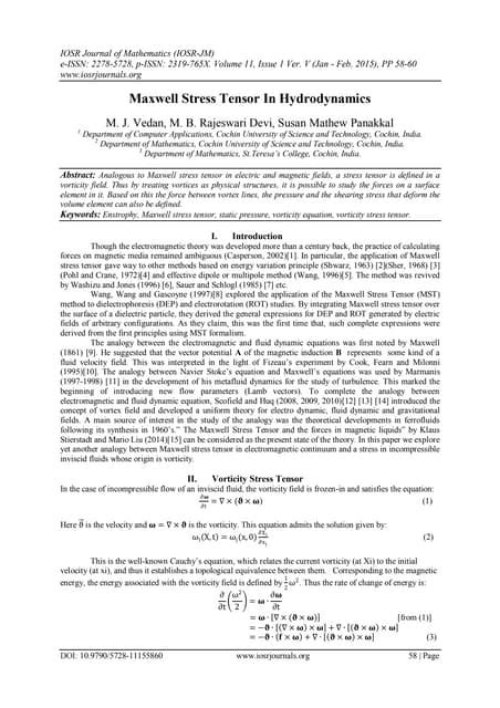 Maxwell Stress Tensor In Hydrodynamics Pdf