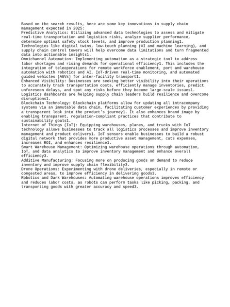 Innovations On Supply Chian Management Pdf Internet Of Things