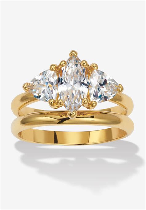 2 Tcw Marquise Zirconia Bridal Ring 14k Gold Gold Woman Within