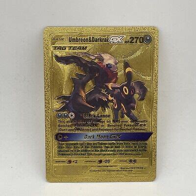 Pokemon Umbreon And Darkrai Gx Tag Team 270 Hp Gold Foil Fan Art Nm Ebay