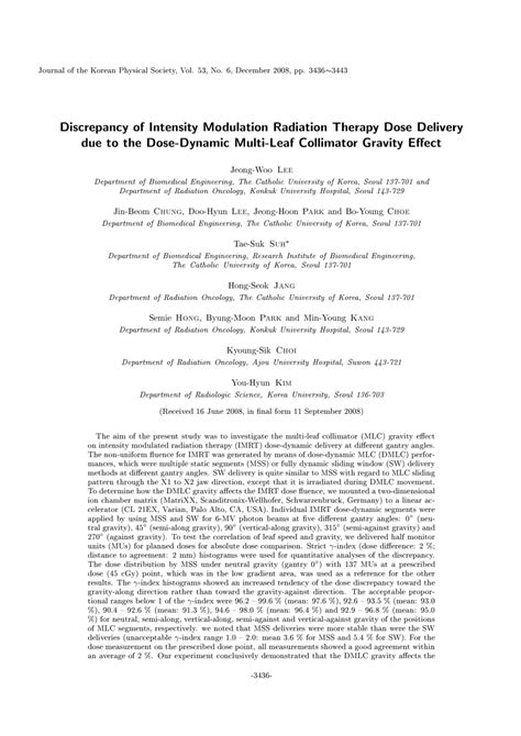 Pdf Discrepancy Of Imrt Dose Delivery Due To The Dose Dynamic Mlc Gravity Effect