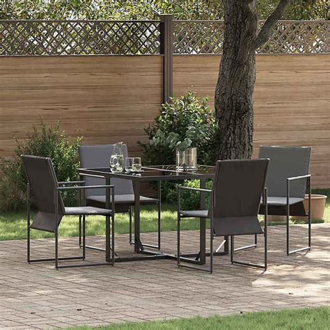 Berkfield Garden Dining Set 5 Pcs Black Steel