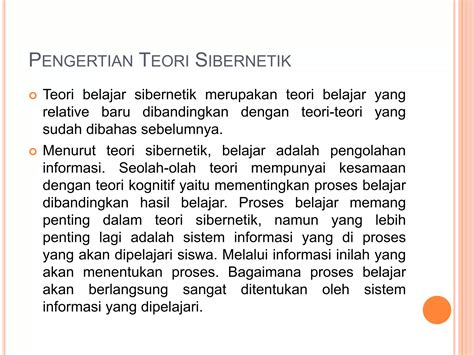 Ppt Teori Belajar Sibernetik Pptx