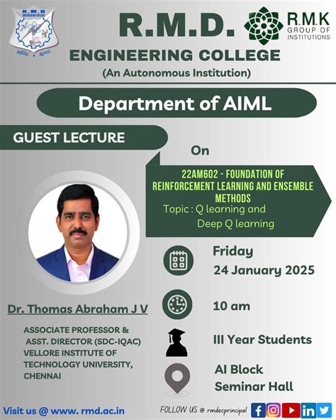 Rmd Engineering College A Guest Lecture Hands On Session On React Js” Is Organized By The