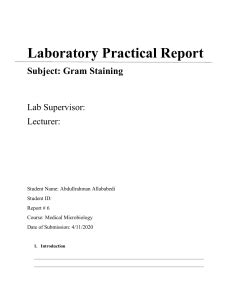 Gram Stain Lab Report Micro Lab