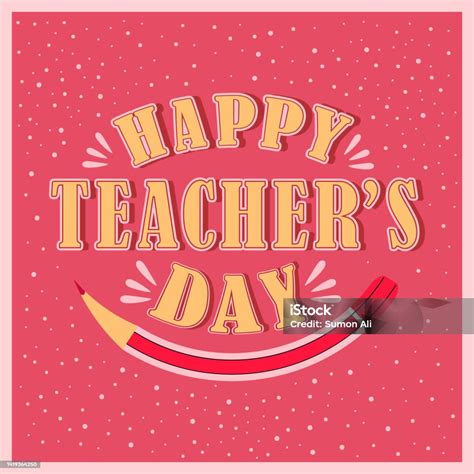 행복한 스승의 날 축하 축하 카드 배너 및 전단지를위한 학교 요소가있는 벡터 타이포그래피 일러스트레이션 고등학교 이하에 대한