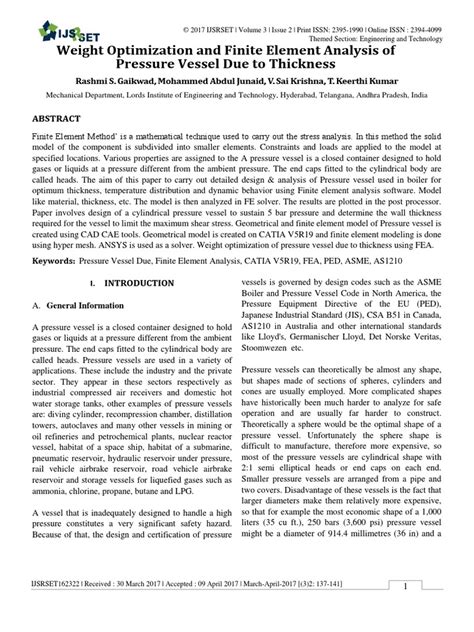 Weight Optimization And Finite Element A Pdf Gases Applied And