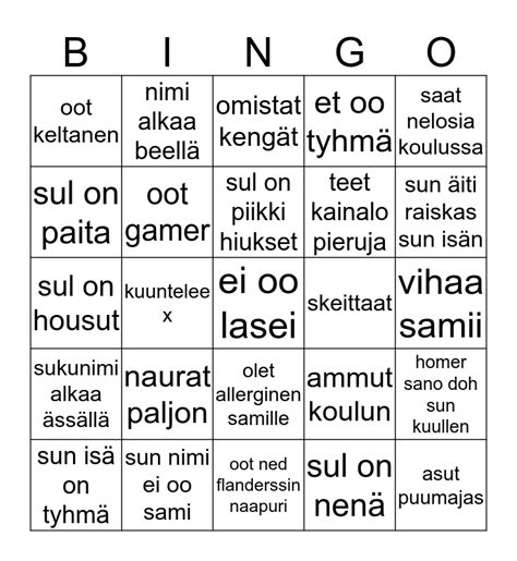 Bart Bingo Card