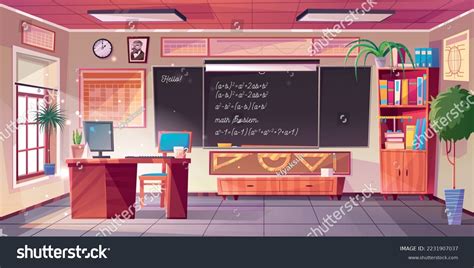 Mathematics Classroom Interior Empty School Class Stock Vector Royalty