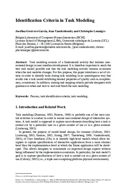 Pdf Identification Criteria In Task Modeling
